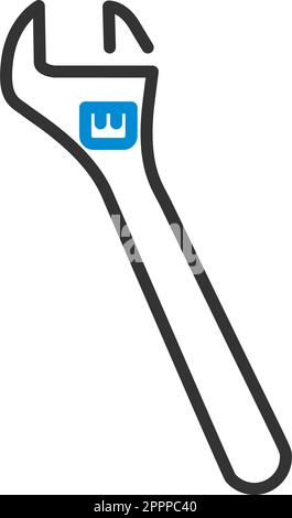Adjustable wrench icon. Black background with white. Vector ...