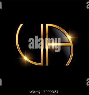 A vector Illustration of Golden VA Monogram Initial Logo Sign in black ...