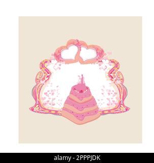 wedding celebration card with sweet cake vector illustration design ...