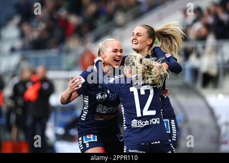 Linköpings no 9 Cathinka Tandberg cheers after 1-0 during Monday's ...