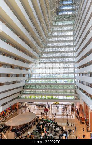 The atrium of the Marina Bay Sands Hotel in Singapore, one of the most ...