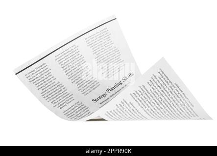 Falling newspaper on white background Stock Photo - Alamy