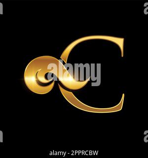 gold golden swoosh B alphabet letter logo icon with yellow color and ...