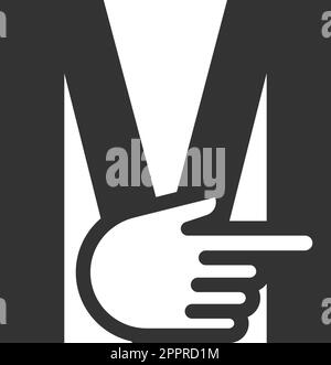 Letter combined with a hand cursor icon illustration template Stock ...