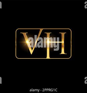 Creative golden letter VH v h logo with leading lines and road concept ...