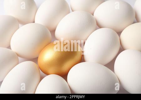 Golden egg and ordinary ones on white background Stock Photo - Alamy