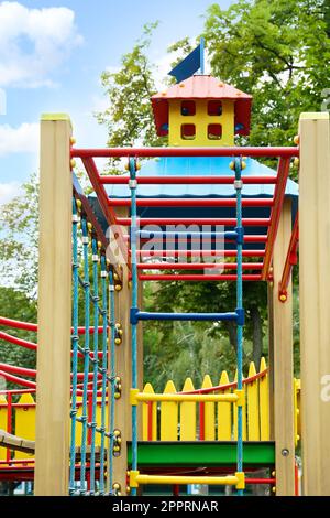 New colorful castle playhouse with climbing frame on children's ...