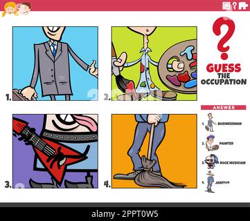 guess the occupation cartoon educational game for children Stock Vector ...