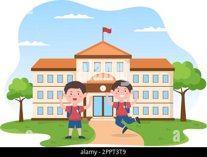 Students Leave School Building After Class or Program and Back to Home ...