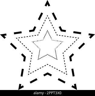 Tracing star shape broken line element for preschool, kindergarten and ...