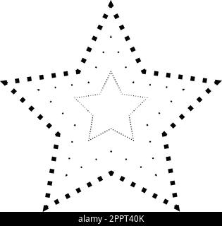 Tracing star shape broken line element for preschool, kindergarten and ...