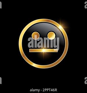 Golden Luxury Emoticon Vector Sign illustration in black background ...