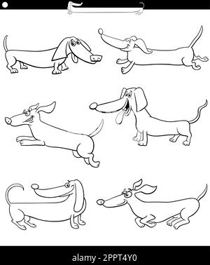 cartoon dachshunds purebred dogs set coloring page Stock Vector Image ...