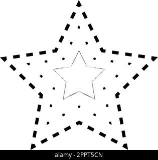 Tracing star shape broken line element for preschool, kindergarten and ...