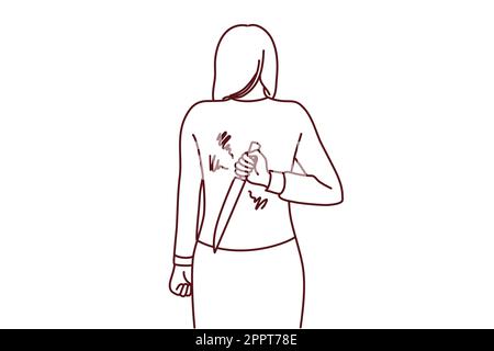 Woman hide knife behind back Stock Vector Image & Art - Alamy