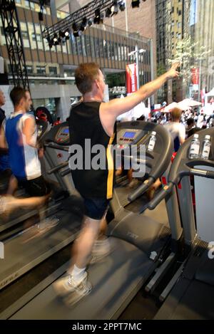 Corporate teams raise funds for each 100 metres they run on treadmills ...