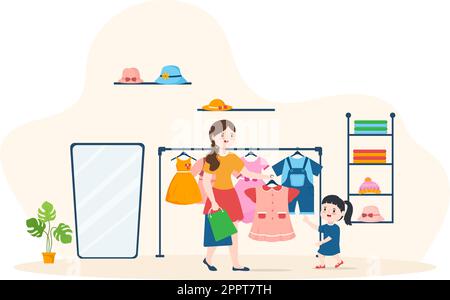 Kids Shop Building Template Hand Drawn Cartoon Flat Style Illustration ...