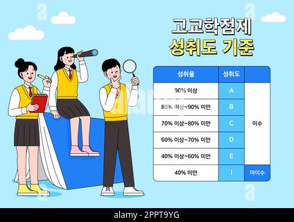 infographic drawing of high school credit grading system in Korea Stock ...