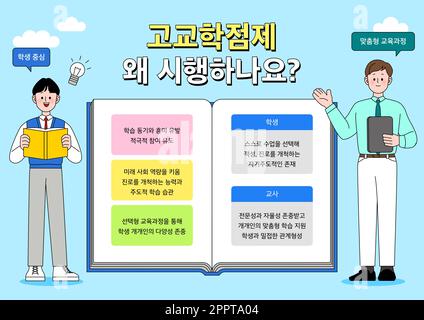 infographic drawing of high school credit grading system in Korea Stock ...