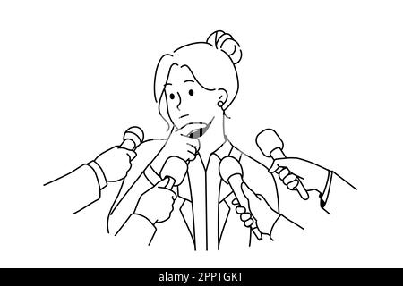 Pensive female politician talk with reporters Stock Vector Image & Art ...