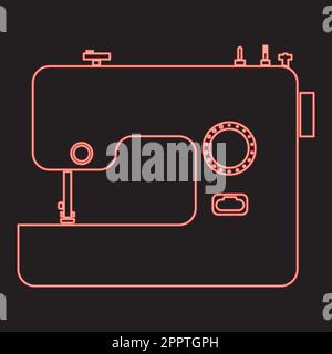 Neon sewing machine red color vector illustration image flat style ...
