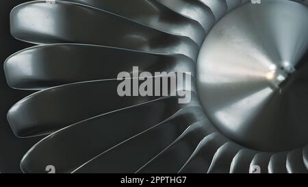 3D Rendering jet engine, close-up view jet engine blades. Closeup shot ...