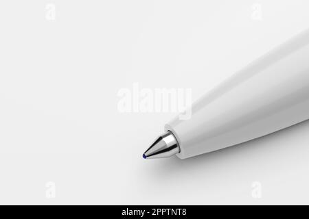 Gray ballpoint pen close-up on white background. Template for mockup ...
