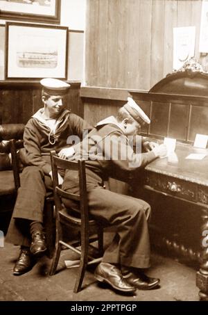 Sailors writing home, Royal Sailors Rest, Portsmouth, early 1900s Stock ...