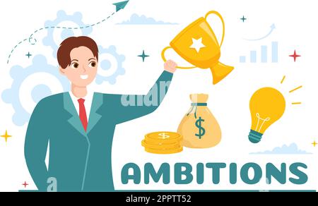 Ambition Illustration with Entrepreneur Climbing the Ladder to Success ...
