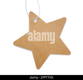 Star shaped tag with space for text isolated on white, top view Stock ...