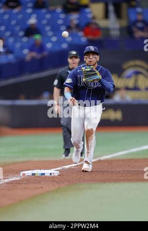 Houston Astros third baseman Isaac Paredes fields a base hit by ...
