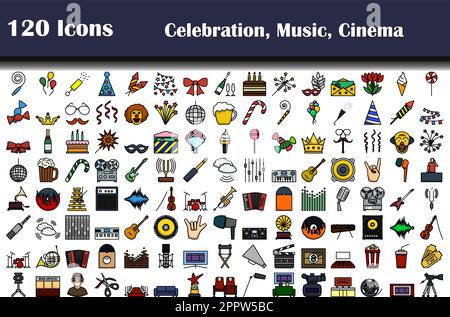 120 Icons Of Celebration, Music, Cinema Stock Vector Image & Art - Alamy