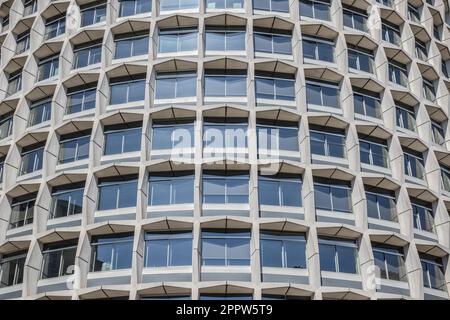 Repeating pattern, a cylindrical building One Kemble Street, aka Space ...