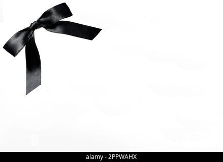 black noble bow loop mesh of black shiny wide ribbon on white ...