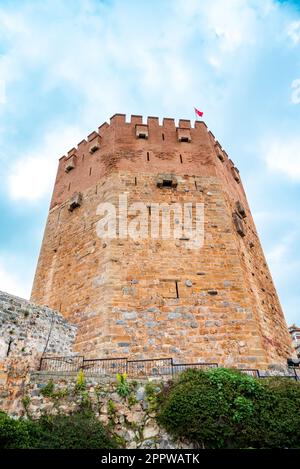 Red Tower in Alanya Town, Antalya City, Turkiye Stock Photo - Alamy