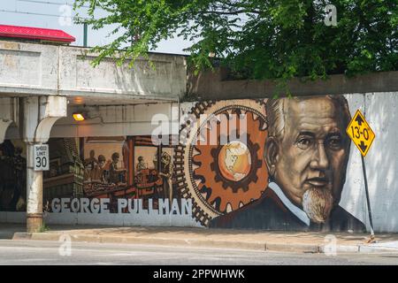 Mural Wall Painting at Pullman National Monument Stock Photo - Alamy