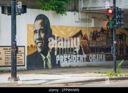 Mural Wall Painting at Pullman National Monument Stock Photo - Alamy