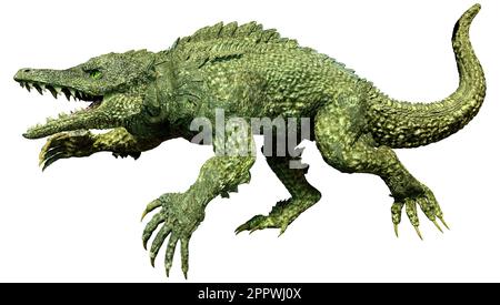 3D rendering of a fantasy crocodile isolated on white background Stock ...