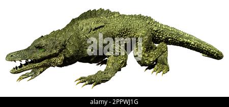 3D rendering of a fantasy crocodile isolated on white background Stock ...