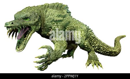 3D rendering of a fantasy crocodile isolated on white background Stock ...