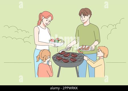 family together with fun picnic recreation Stock Vector Image & Art - Alamy