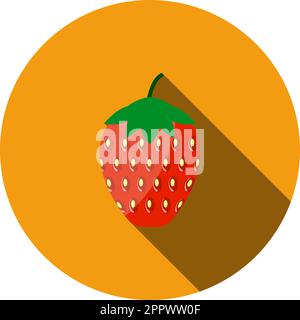 Icon Of Strawberry In Ui Colors. Flat Circle Stencil Design With Long ...
