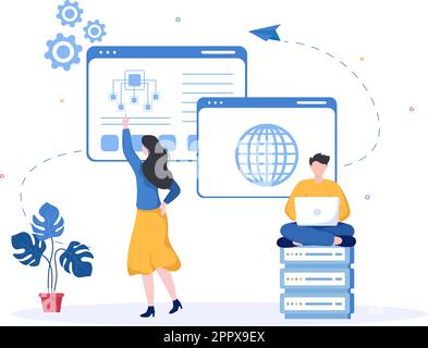 ISP or Internet Service Provider Cartoon Illustration with Keywords and ...