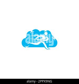 Running Man With Finish Ribbon Cloud Shape Logo Design. Marathon logo ...