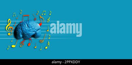 human brain and music notes backdrop Stock Photo - Alamy
