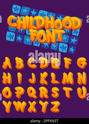 Childhood Font. Children's bright Alphabet Letters, Symbols. Colorful ...