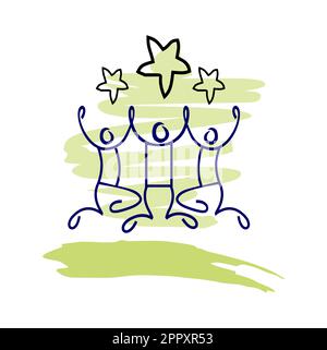 Stickman Stick Figure Reaching The Success Star Stock Vector Image ...
