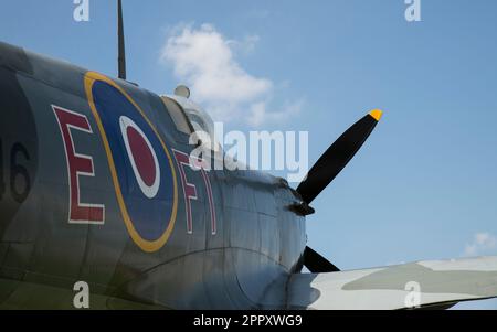 Supermarine Spitfire Mk XVI gate guardian at the RAF Museum in North ...