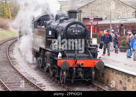 A steam locomotive 41241 on the Keighley & Worth Valley Railway Stock ...