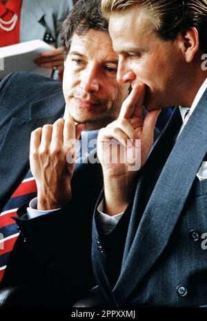 Teamwork concept, Business executives discussing document work at ...